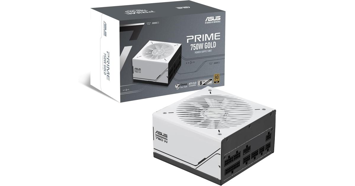 ASUS Prime 750W Gold ATX 3.0 Fully Modular 80+ Gold Certified Dual Ball ...