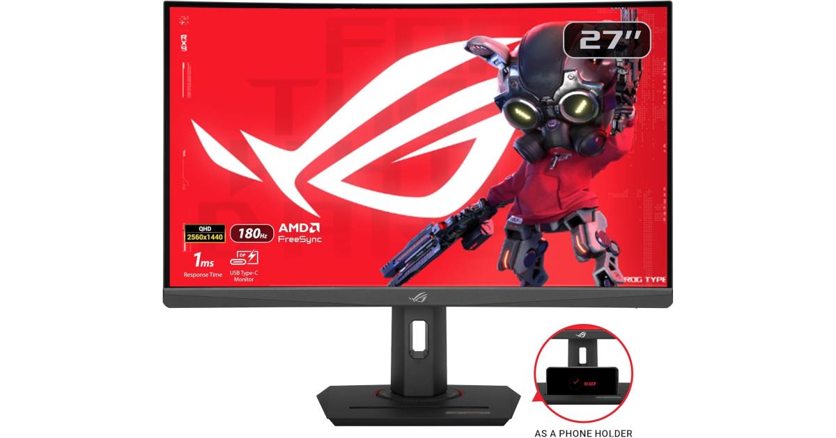 ASUS ROG Strix XG27WCS 27" Curved QHD 2K HDR 180Hz 1ms AI-Powered AMD ...