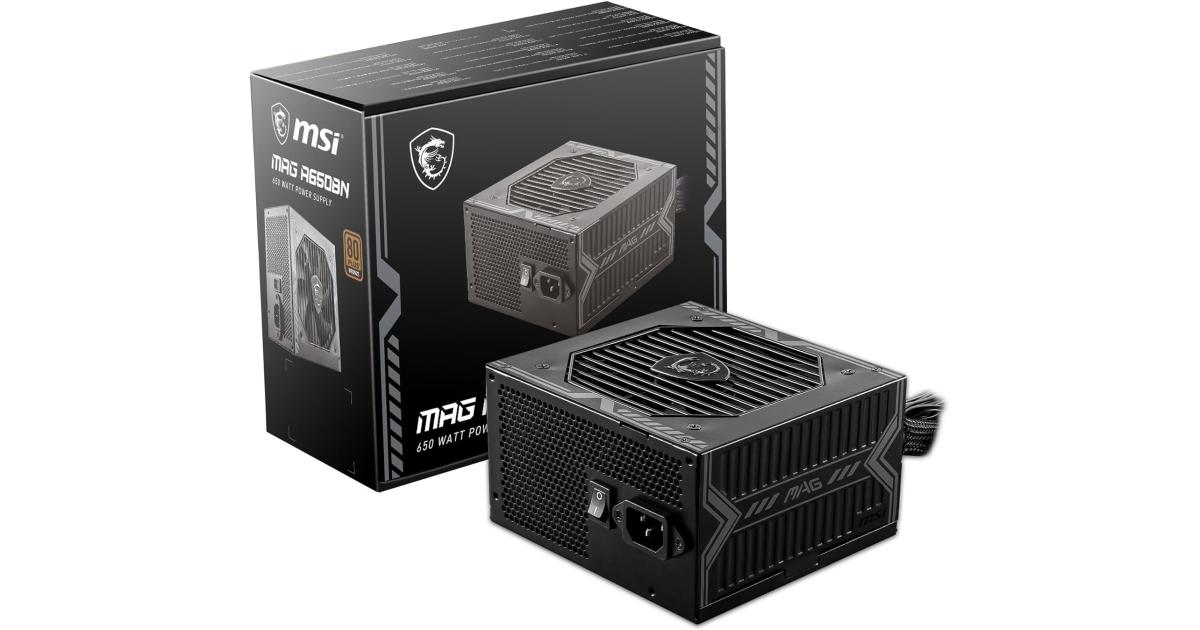 MSI MAG A650BN 80 Plus Bronze Certified 650W Gaming Power Supply ATX ...