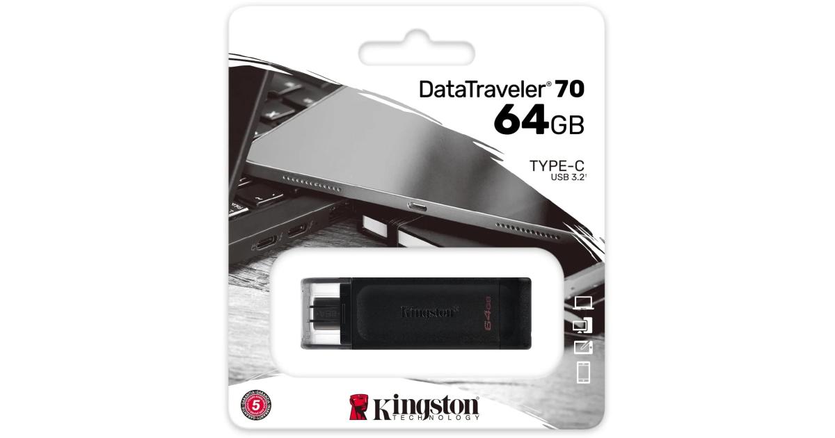 Kingston DataTraveler 70 64GB Portable & Lightweight USB-C Flash Memory ...
