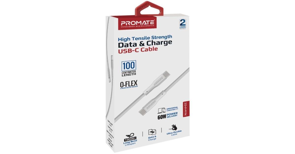 Promate XCord-CC USB-C to USB-C Cable 60W Power Delivery Fast Charging ...