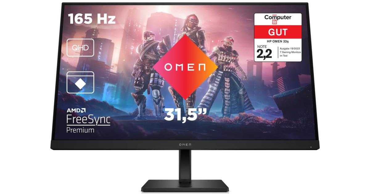 OMEN by HP 32q Fast IPS 2K 165Hz 1ms HDR 400nits sRGB 99% DCI-P3 95% AMD FreeSync™ Premium Fully ...