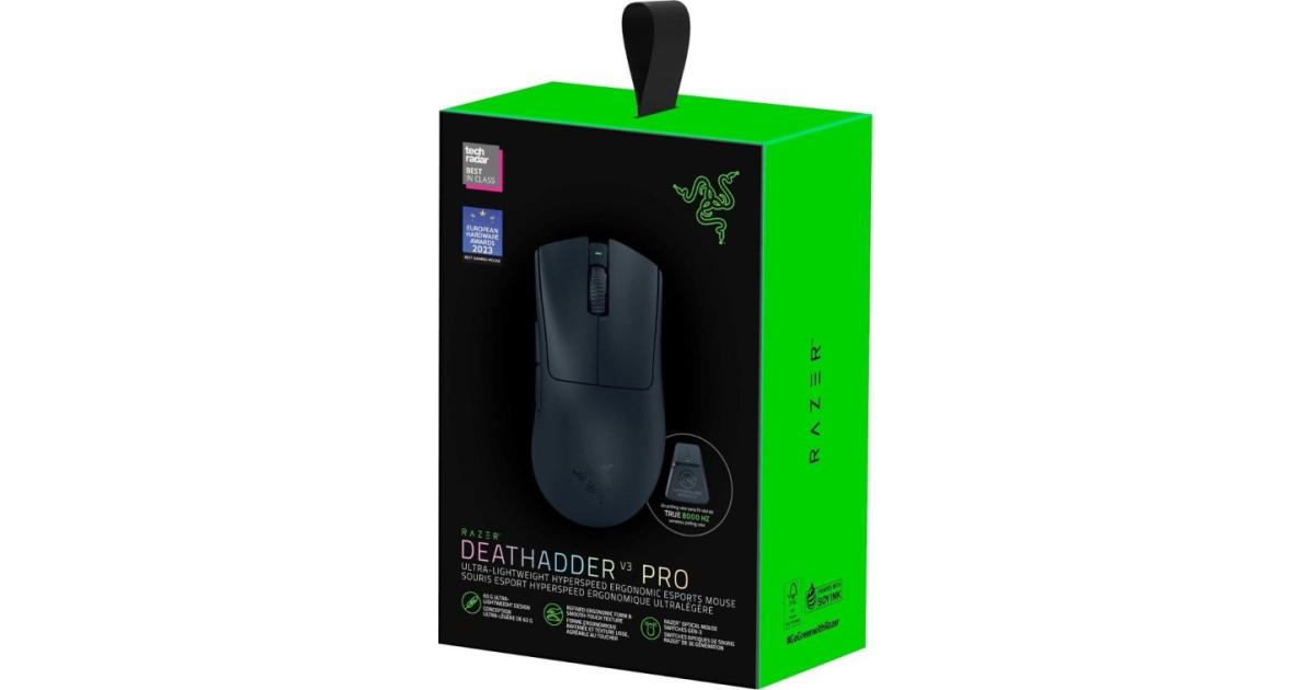 Razer DeathAdder V3 Pro Wireless Mouse + Hyperpolling Wireless Dongle 63g Ultra Lightweight ...