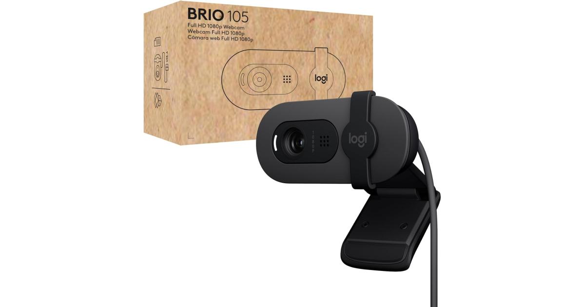 Logitech Brio 105 Full HD 1080p Business Webcam with Auto-Light Balance ...