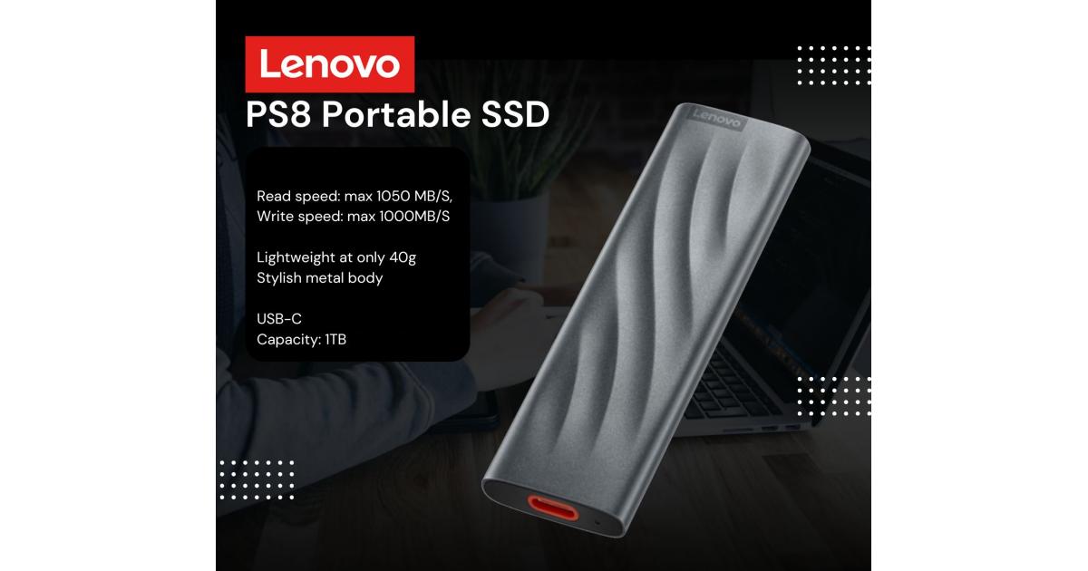 Lenovo PS8 1TB Portable SSD Fast Data up to 1050 MB/S Pocket-Sized ...