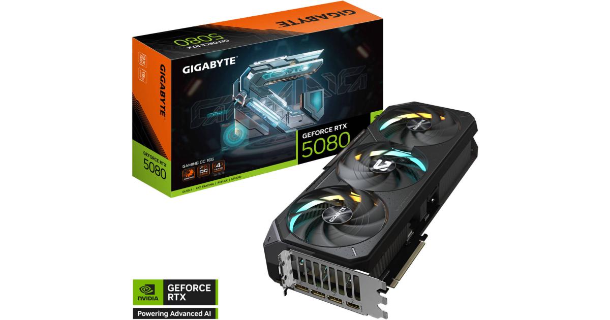 GIGABYTE GeForce RTX 5080 Gaming OC 16GB GDDR7 256-Bit Memory, 2730 MHz ...