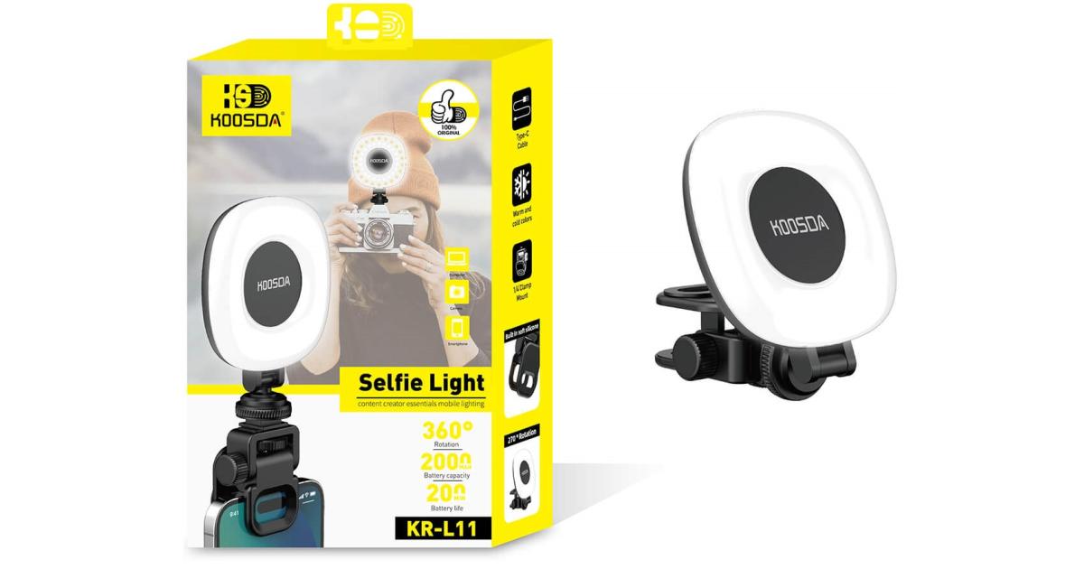 KOOSDA KR-L11 Rechargeable LED Selfie Fill Light | Clip-On Phone Light ...