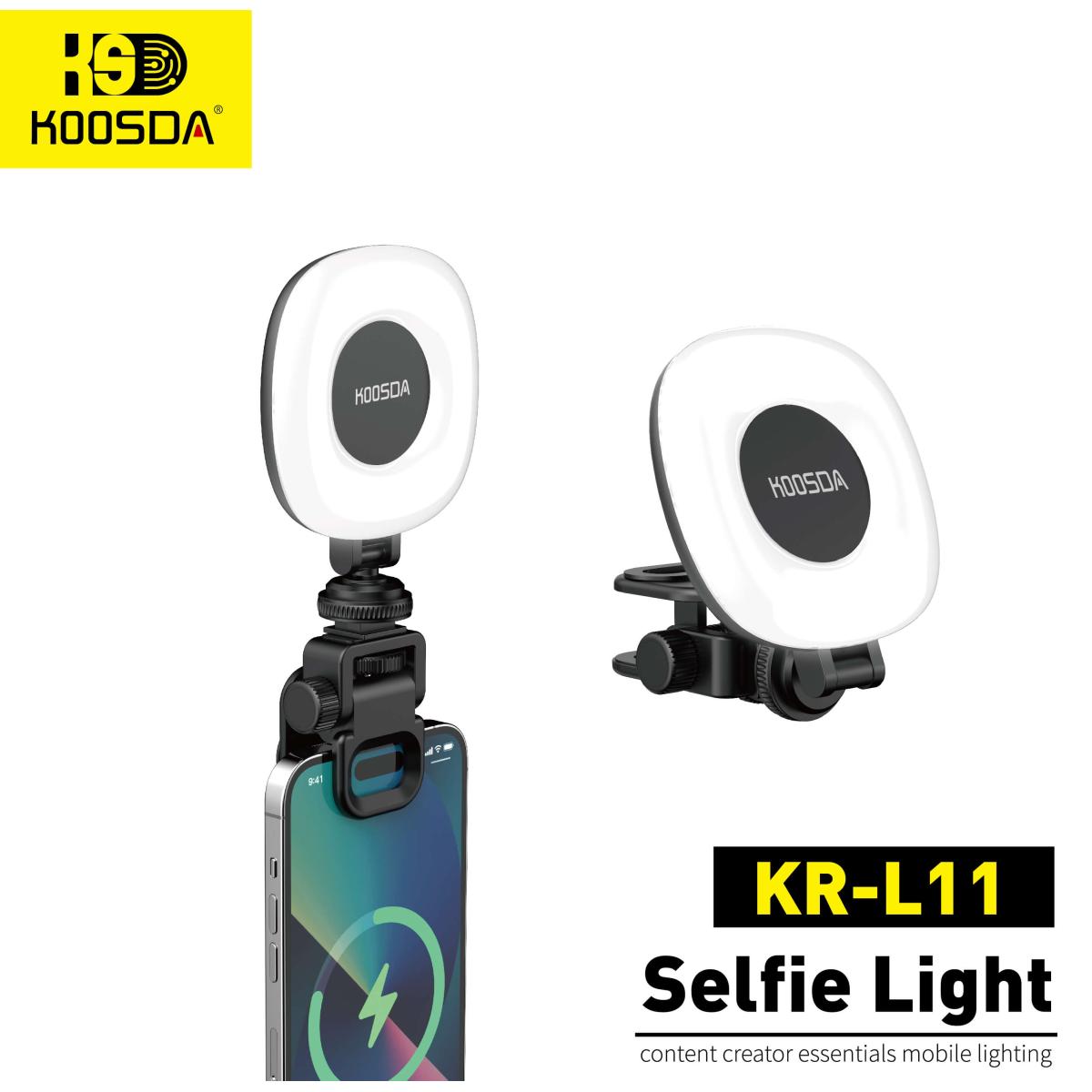 KOOSDA KR-L11 Rechargeable LED Selfie Fill Light | Clip-On Phone Light ...