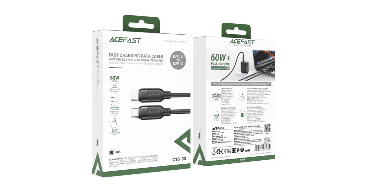 ACEFAST C16-03 USB-C To USB-C TPE Data & Fast 60W Charging Data Cable 1 ...
