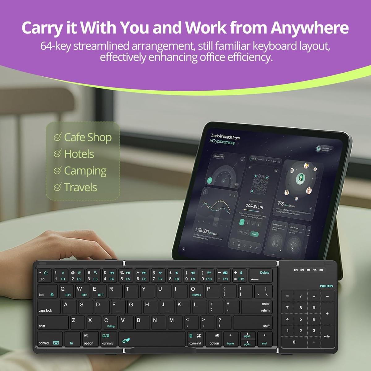 Nillkin Cube Pocket Foldable Keyboard with Touchpad & Wireless ...
