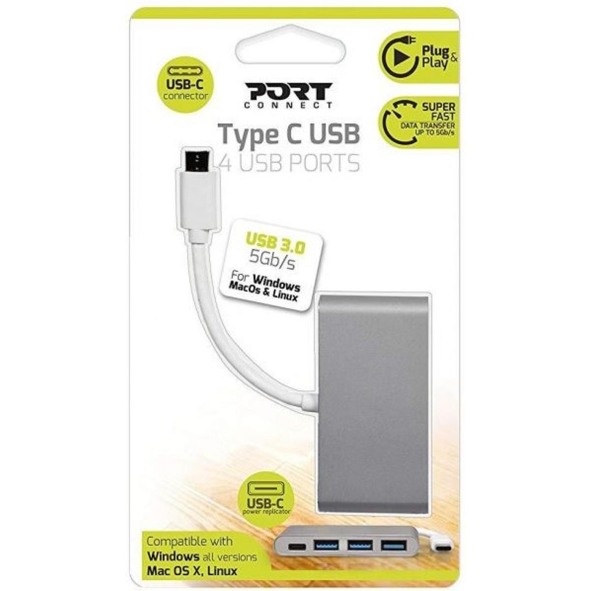 Port Designs 900122 Type C To 4 USB Ports Hub | 900122 | City Center ...
